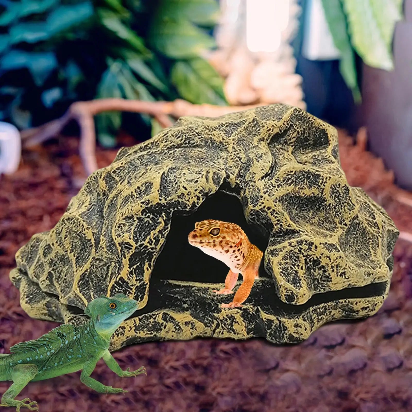 Resin Rock Reptile Hideout Aquarium Habitat Decor Reptile Rock Hide Ca ...
